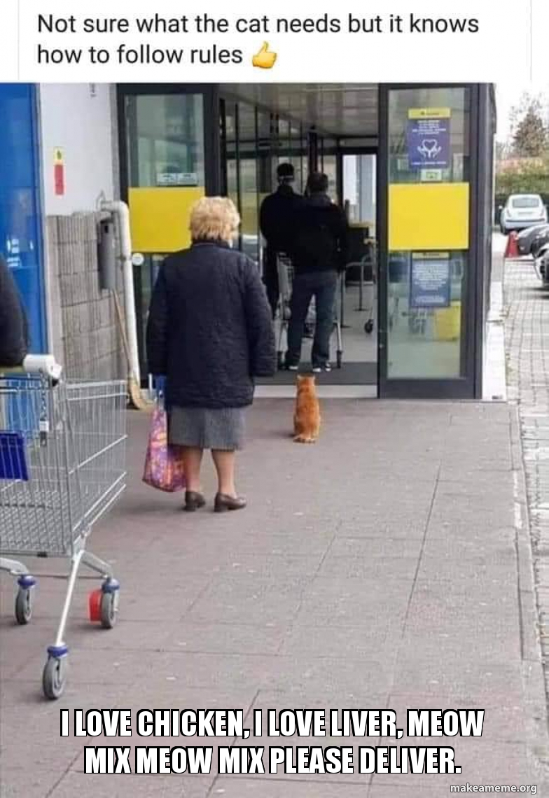 I love chicken, I love liver, Meow Mix Meow Mix please deliver. Meme ...
