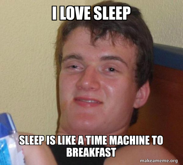 I love sleep Sleep is like a time machine to breakfast - [10] guy Meme ...