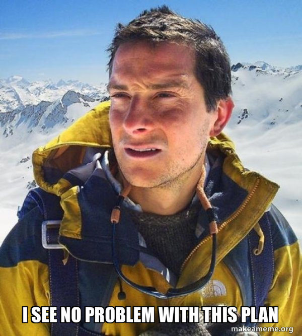 i see no problem with this plan - Bear Grylls Meme Generator