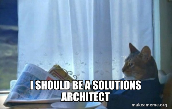 i should be a solutions architect - Sophisticated Cat Meme Generator