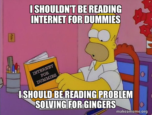 I shouldn't be reading internet for dummies I should be reading problem ...