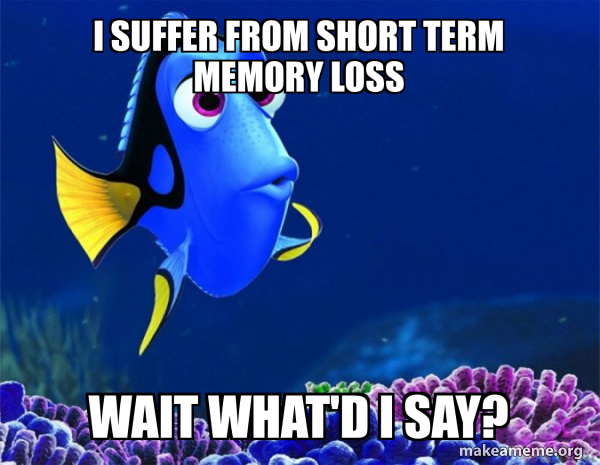 i suffer from short term memory loss wait what'd I say? - Dory from ...