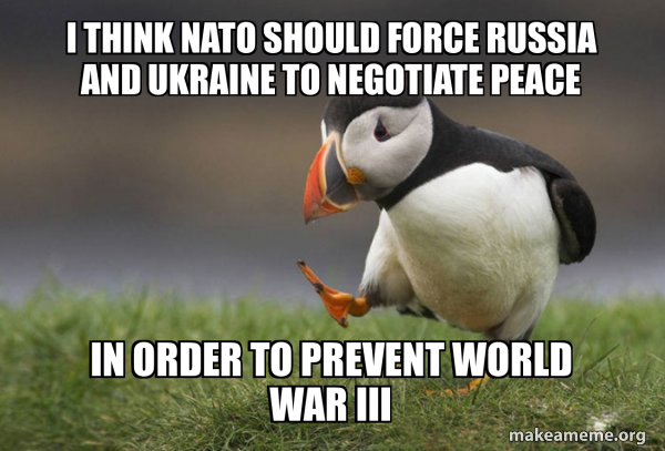 I think Nato should force russia and ukraine to negotiate peace in ...