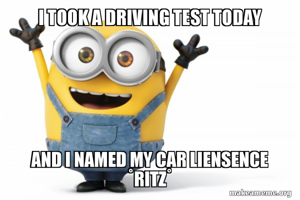 I took a driving test Today And i named my car liensence ËšRitzËš ...