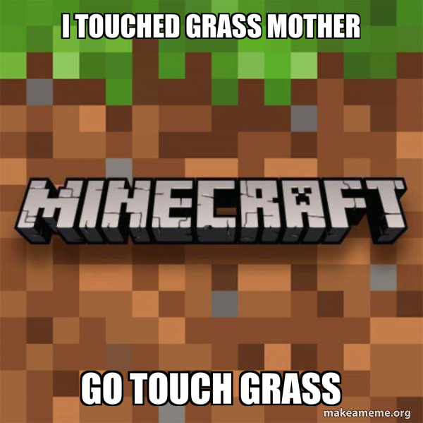 I touched grass mother go touch grass - Minecraft | Make a Meme