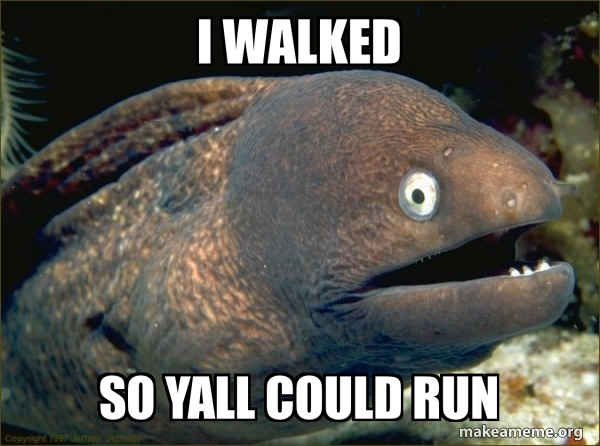 I Walked So Yall Could Run Bad Joke Eel Meme Generator