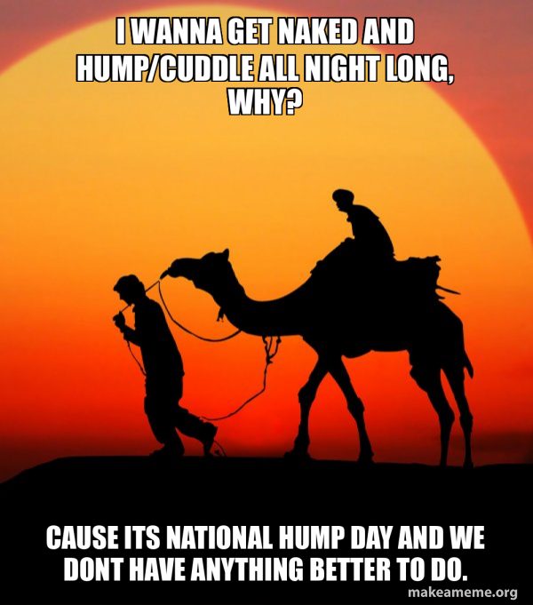 I wanna get naked and hump/cuddle all night long, why? Cause its National hump day and we dont ...
