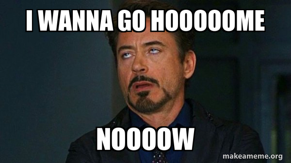 i wanna go hooooome noooow - Tony Stark Eye Roll Meme Generator