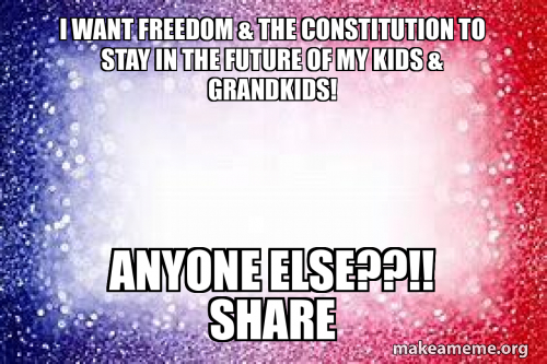 I want freedom & the Constitution to stay in the future of my kids ...
