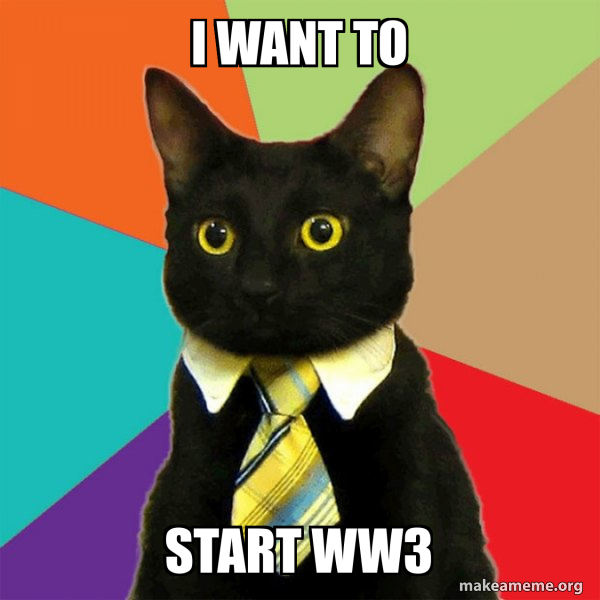 i want to start ww3 - Business Cat Meme Generator