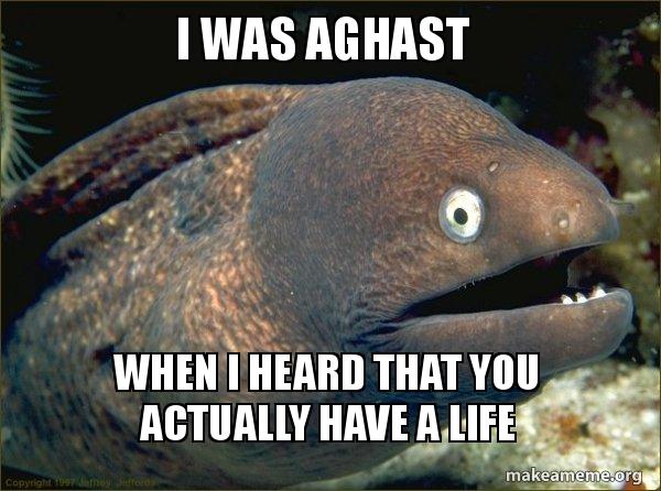I was aghast when I heard that you actually have a life - Bad Joke Eel ...