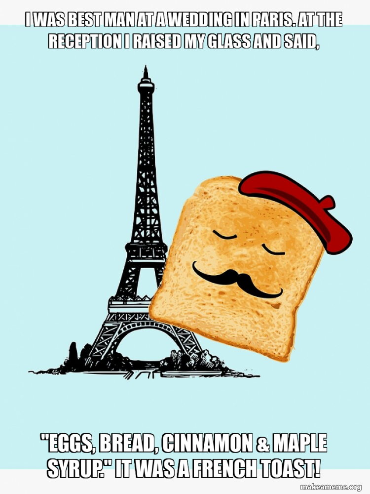 I was best man at a wedding in Paris. At the reception I raised my ...