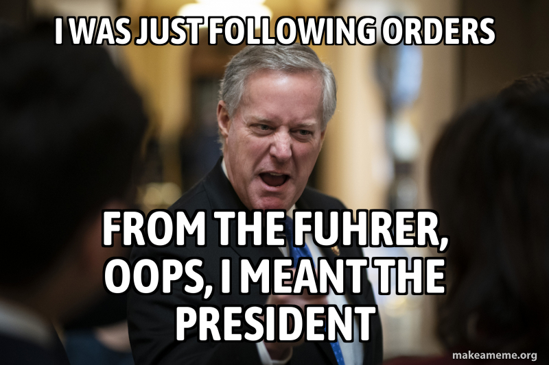 I was just following orders from the fuhrer, oops, i meant the ...