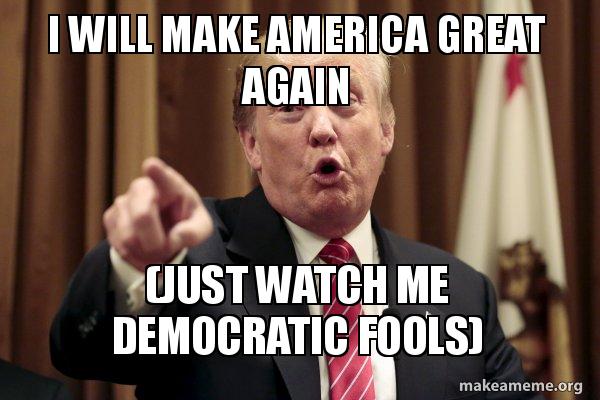 I WILL MAKE AMERICA GREAT AGAIN (just watch me democratic FOOLS ...