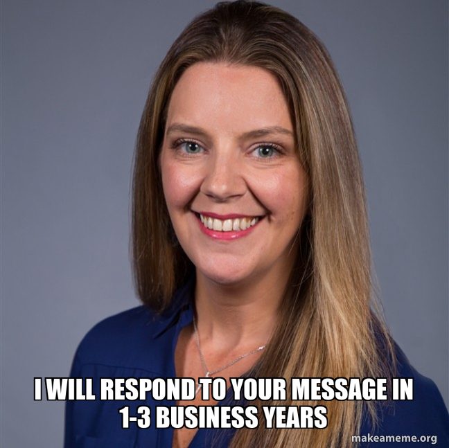 i will respond to your message in 1-3 business years Meme Generator