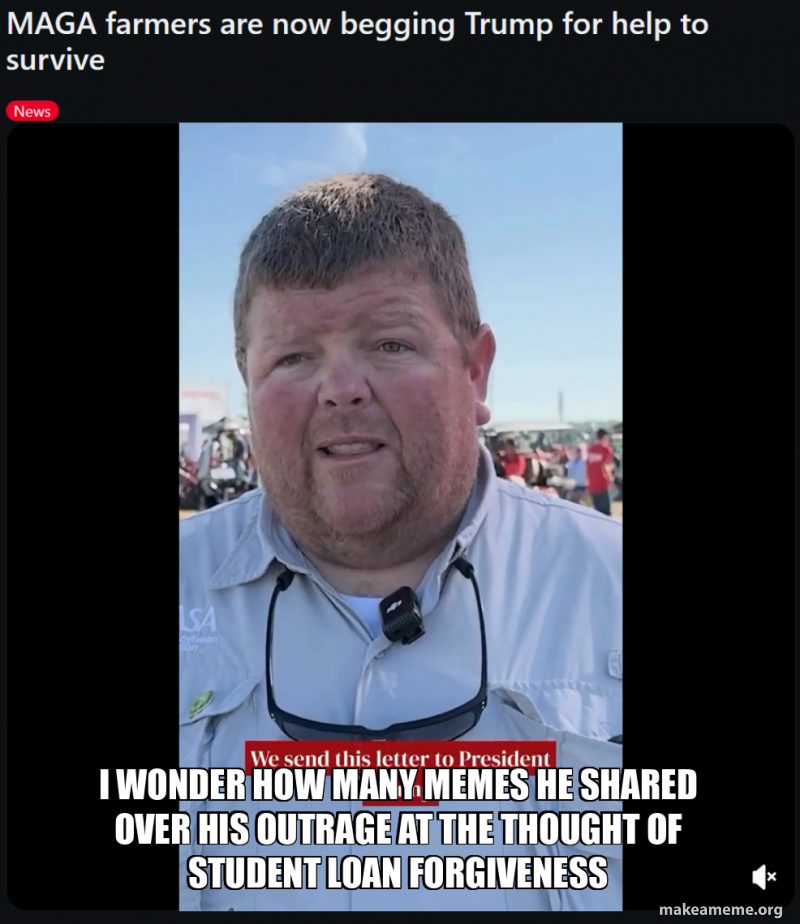 I wonder how many memes he shared over his outrage at the thought of ...