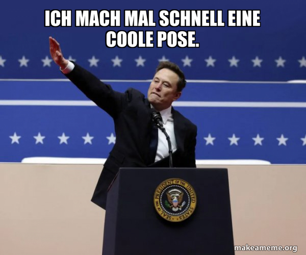 Ich mach mal schnell eine coole Pose. - Nazi Elon Meme Generator