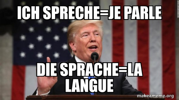 ich spreche=je parle die Sprache=la langue - Donald Trump Meme Generator