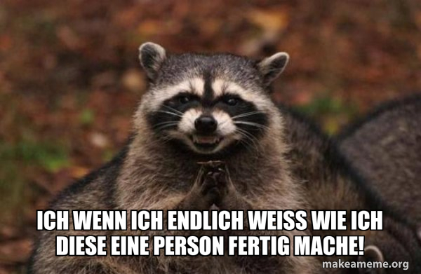 Ich wenn ich endlich weiß wie ich diese eine Person fertig mache ...