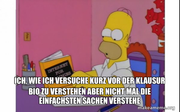 ich, wie ich versuche kurz vor der Klausur Bio zu verstehen aber nicht mal die einfachsten ...