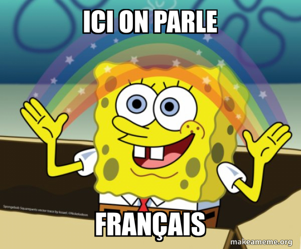 Ici on parle français - Rainbow SpongeBob Meme Generator