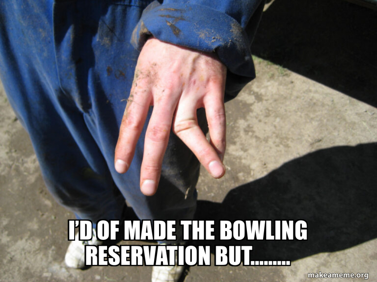 I’d Of made the bowling reservation but……… Meme Generator