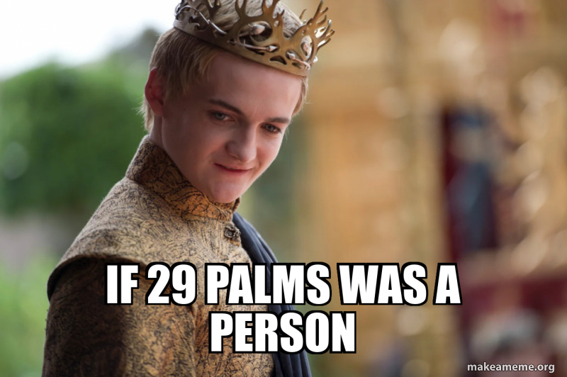 if 29 palms was a person Meme Generator