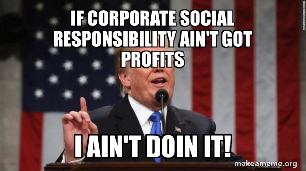 If Corporate Social Responsibility Ain't got profits I Ain't doin it ...