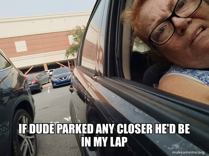 If dude parked any closer he'd be in my lap Meme Generator