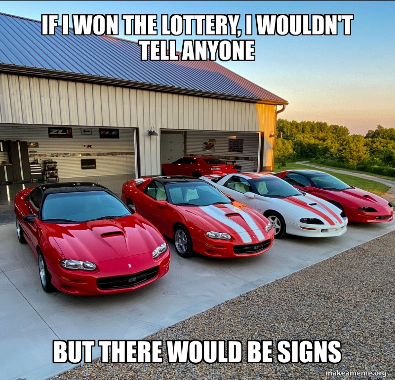 If I won the lottery, I wouldn't tell anyone But there would be signs Meme Generator