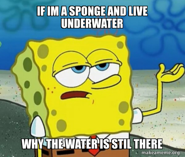 if im a sponge and live underwater WHY THE WATER IS STIL THERE - Tough ...