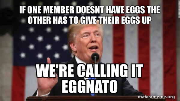 if one member doesnt have eggs the other has to give their eggs up we're calling it eggnato ...