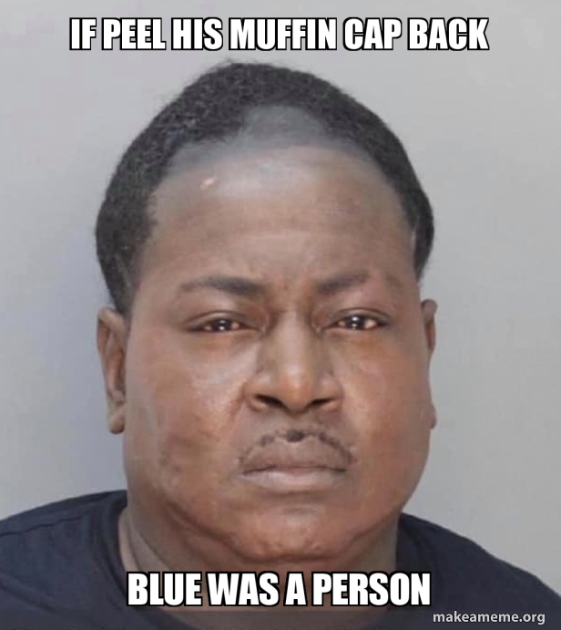 If pEel his muffin cap back Blue was a person Meme Generator