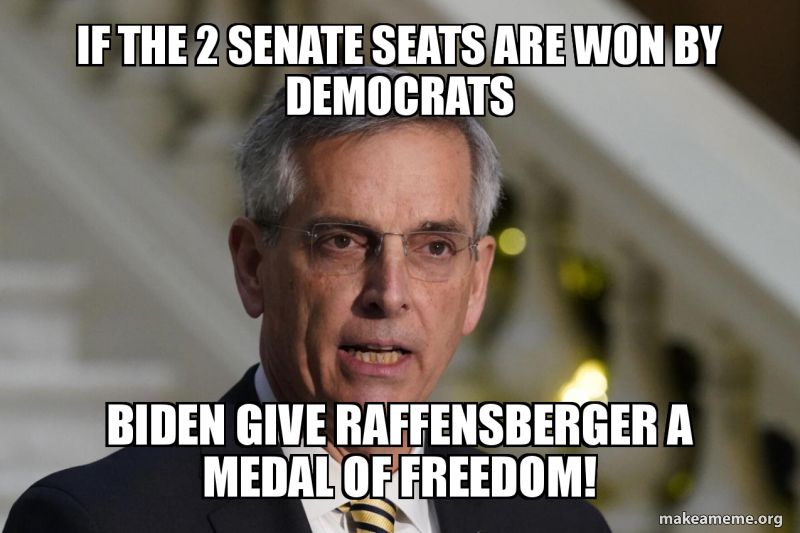 IF THE 2 SENATE SEATS ARE WON BY DEMOCRATS BIDEN GIVE RAFFENSBERGER A ...