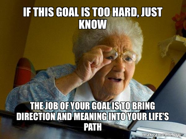 If this goal is too hard, just know The job of your goal is to bring ...
