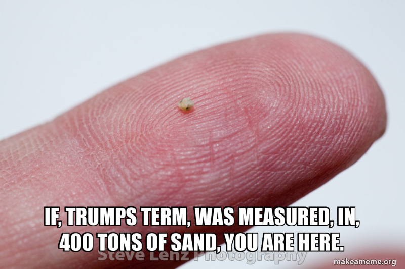 IF, TRUMPS TERM, WAS MEASURED, IN, 400 TONS OF SAND, YOU ARE HERE. Meme ...