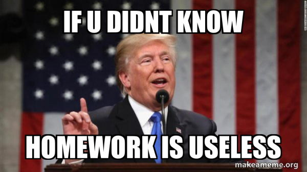 If u didnt know homework is useless - Donald Trump Meme Generator