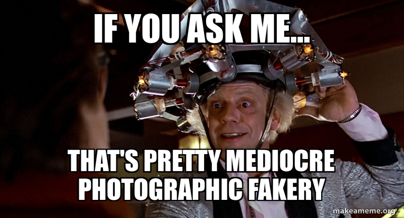 If you ask me... that's pretty mediocre photographic fakery Meme Generator