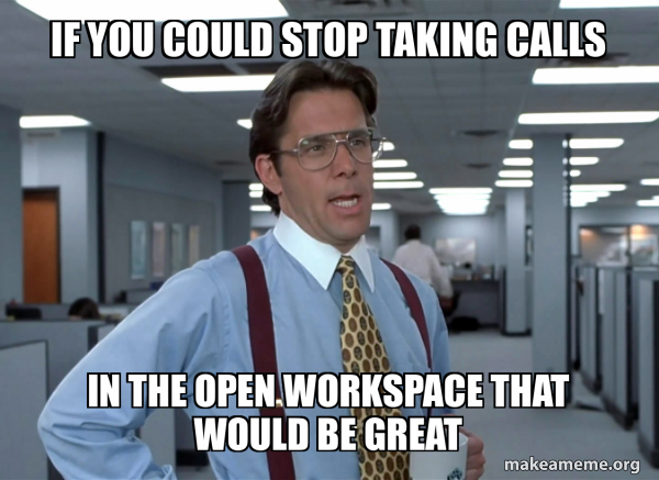 IF YOU COULD STOP TAKING CALLS IN THE OPEN WORKSPACE THAT WOULD BE ...