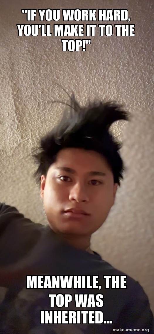 "If you work hard, you’ll make it to the top!" Meanwhile, the top was ...