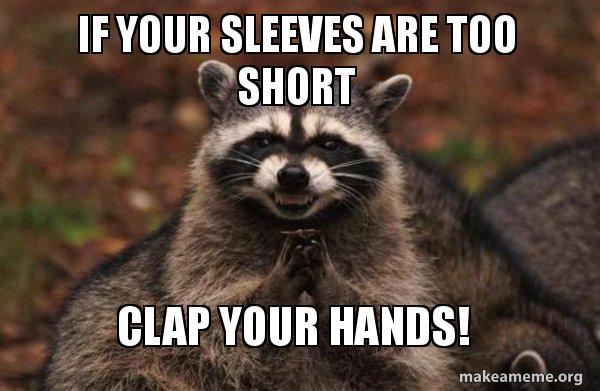 IF YOUR SLEEVES ARE TOO SHORT CLAP YOUR HANDS! - Evil Plotting Raccoon ...