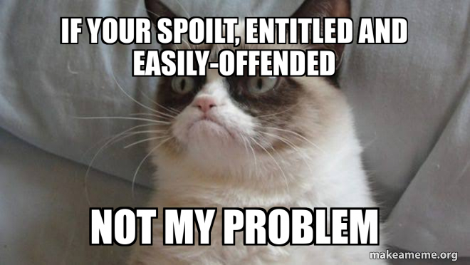 If your spoilt, entitled and easily-offended Not my problem Meme Generator