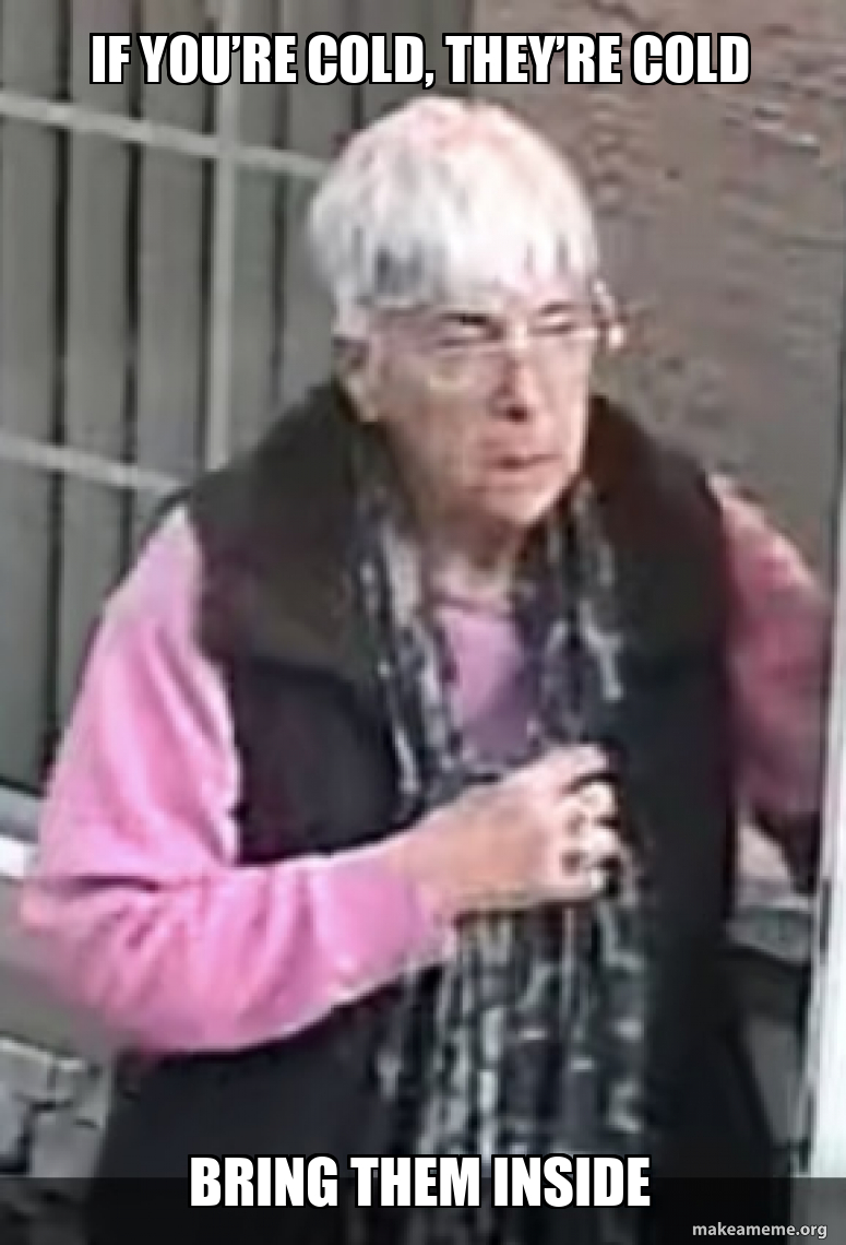 If you’re cold, they’re cold Bring them inside Meme Generator