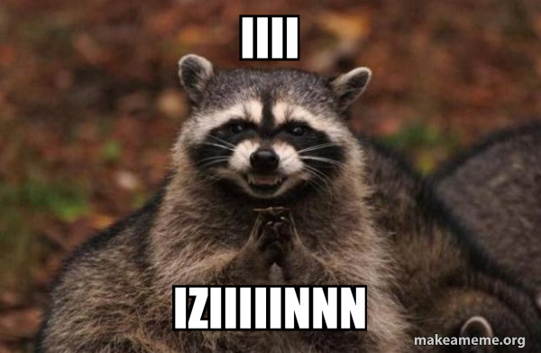 iiii Iziiiiinnn - Evil Plotting Raccoon Meme Generator