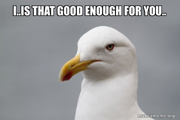 I..is that good enough for you.. - Stuff That Didn't Happen Seagull ...