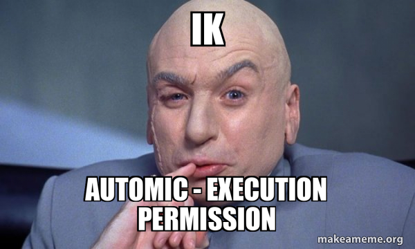 IK Automic - Execution Permission - You Complete Me Meme Generator