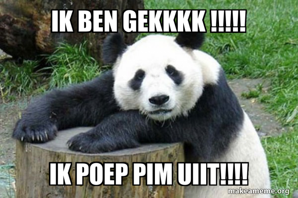 IK BEN GEKKKK !!!!! IK POEP PIM UIIT!!!! - Confession Panda Meme Generator