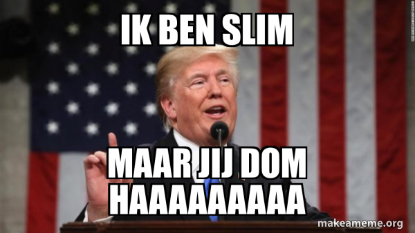 ik ben slim maar jij dom haaaaaaaaa - Donald Trump Meme Generator