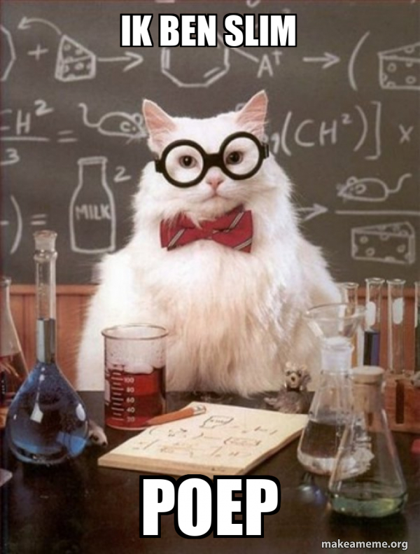 ik ben slim poep - Chemistry Cat Meme Generator