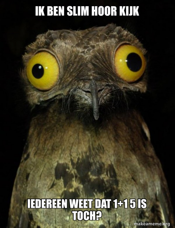 ik ben slim hoor kijk iedereen weet dat 1+1 5 is toch? - Weird Stuff I ...